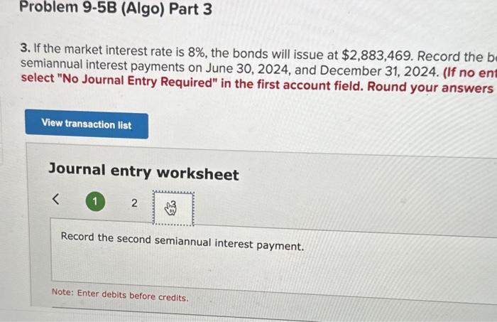 Solved Problem 9-5B (Algo) Record bond issue and related | Chegg.com