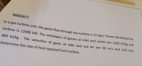 Solved PROBLEM : 5In a gas turbine unit, the gases flow | Chegg.com