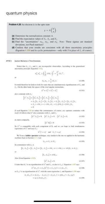 Solved quantum physics Problert 4.30 Ail electron is in the | Chegg.com