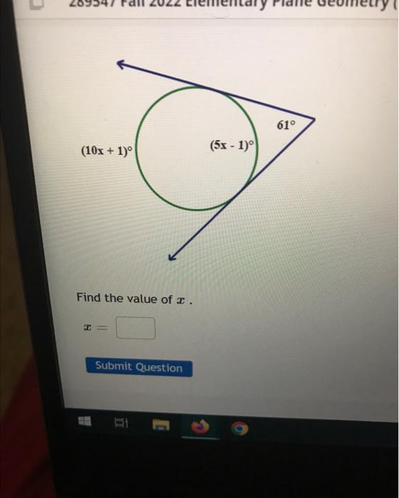 Solved Find the value of x. | Chegg.com