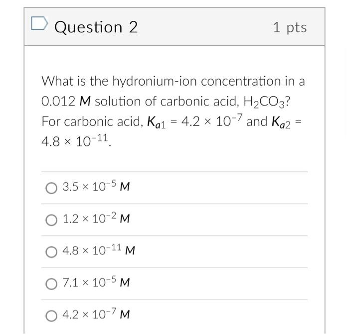 Solved Question 2 1 pts What is the hydronium-ion | Chegg.com Solved Question 2 1 pts What is the hydronium-ion | Chegg.com