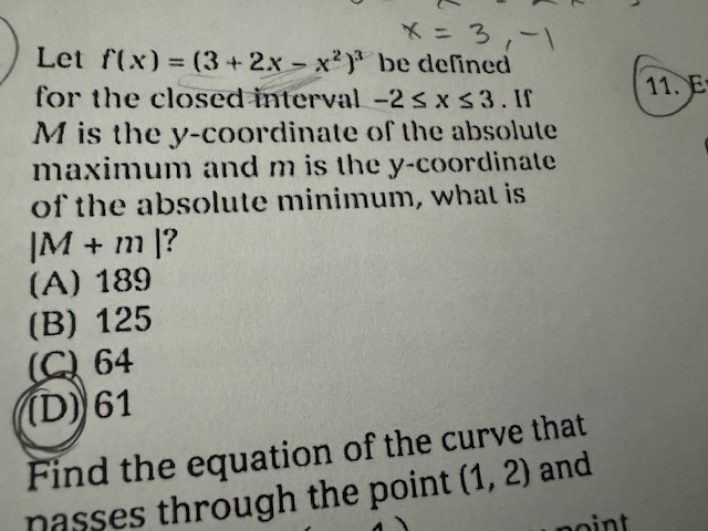 Solved Let Let f(x)=(3+2x-x2)3 ﻿be definedfor the closed | Chegg.com