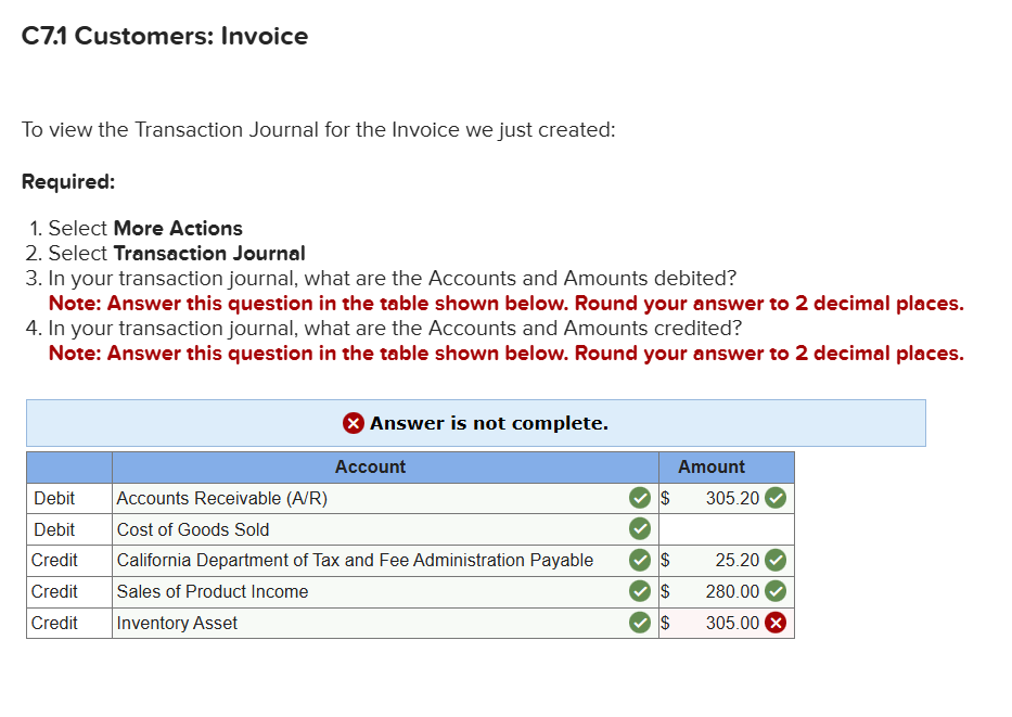 C7.1 ﻿Customers: Invoice To view the Transaction | Chegg.com