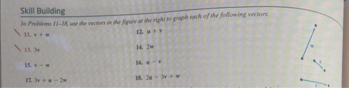 15. v-w 17. 3v+u-2w 16. u-V 18. 2u3v + w Skill | Chegg.com