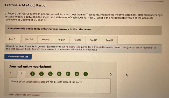 Solved Exercise 7-7A (Algo) Effect of recognizing | Chegg.com