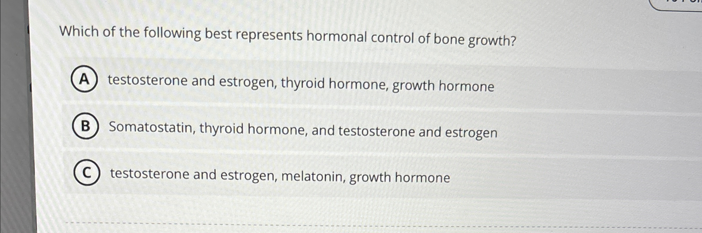 Solved Which of the following best represents hormonal | Chegg.com