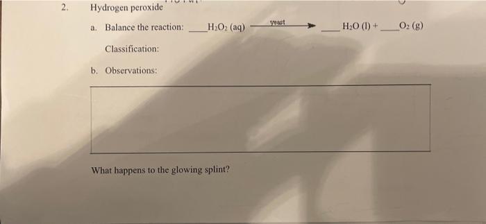 Solved a. Balance the reaction: H2O2(aq) H2O(l)+O2( g) | Chegg.com