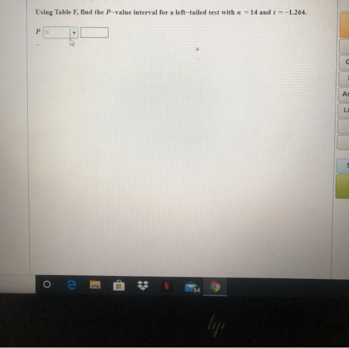 Solved Using Table F, find the critical value(s) for the t | Chegg.com