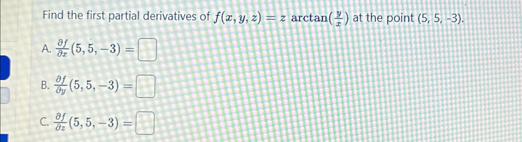 Solved Find the first partial derivatives of | Chegg.com