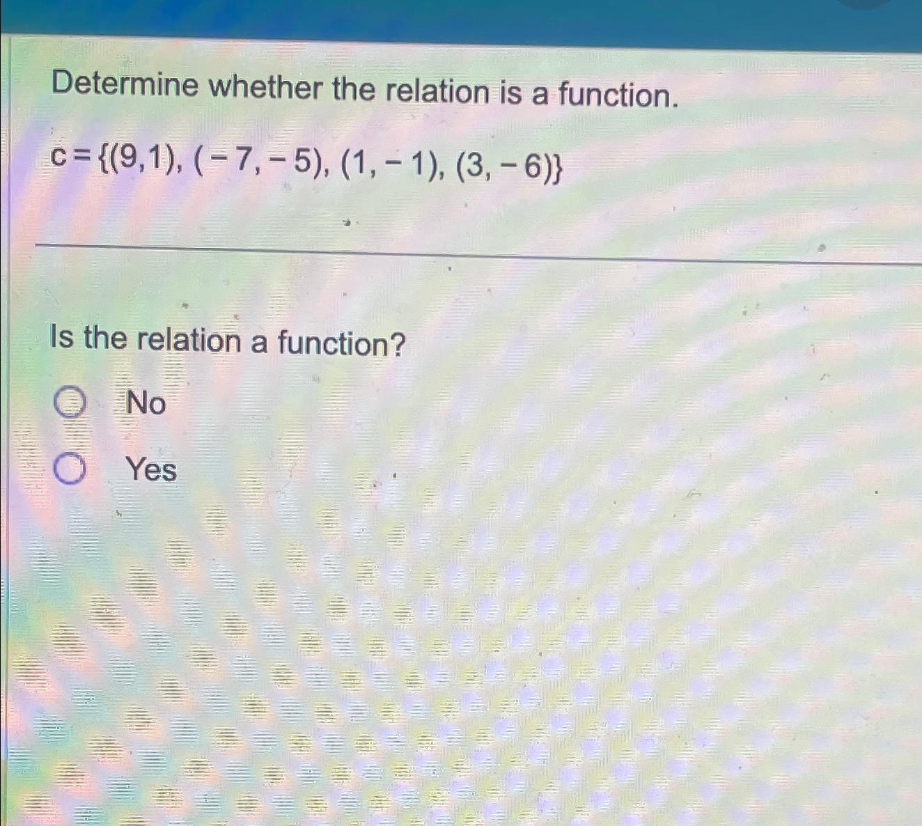 Solved Determine whether the relation is a | Chegg.com