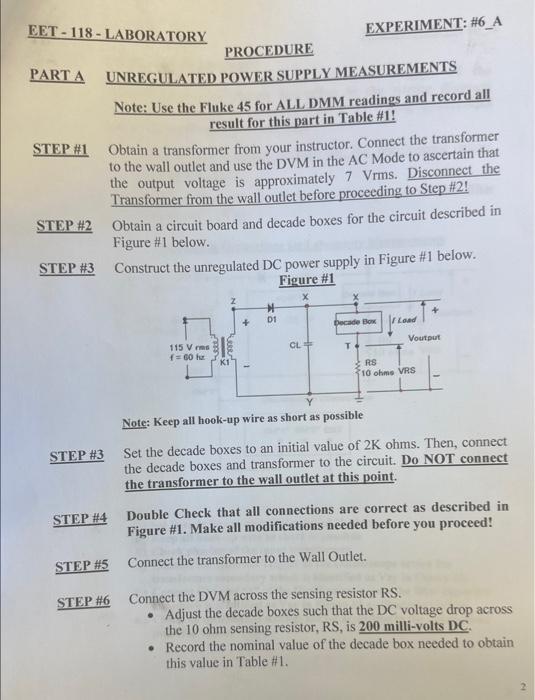 EET - 118 - LABORATORY ANALYSIS OF A BASIC | Chegg.com