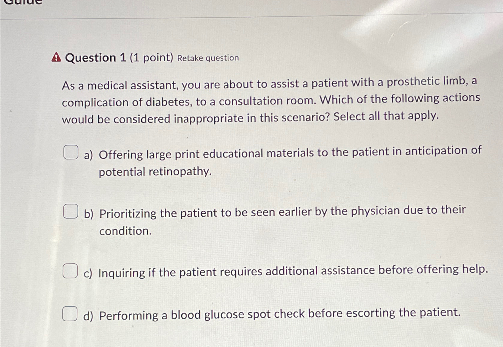 Solved Question 1 (1 point) Retake questionAs a medical | Chegg.com Solved Question 1 (1 point) Retake questionAs a medical | Chegg.com
