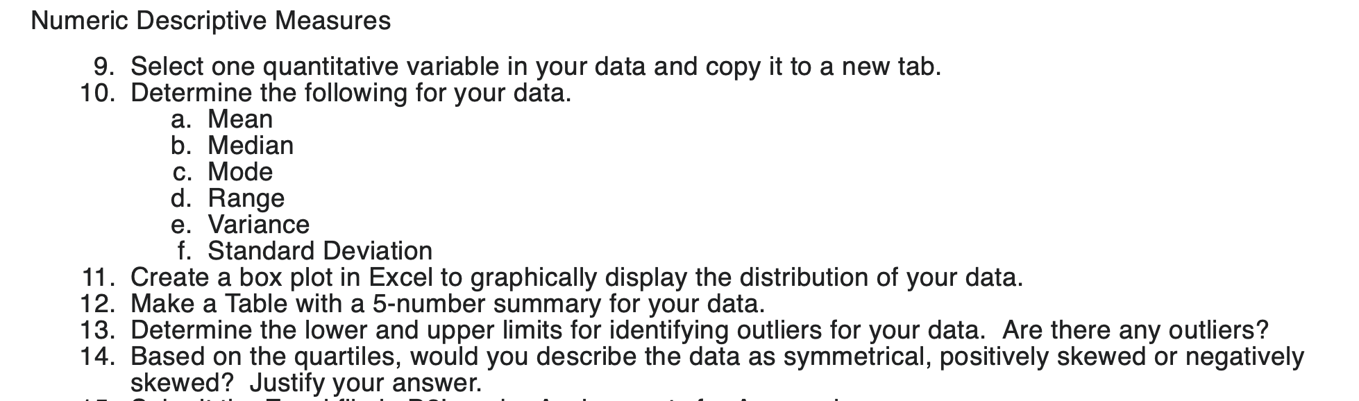 Solved Numeric Descriptive MeasuresSelect one quantitative | Chegg.com