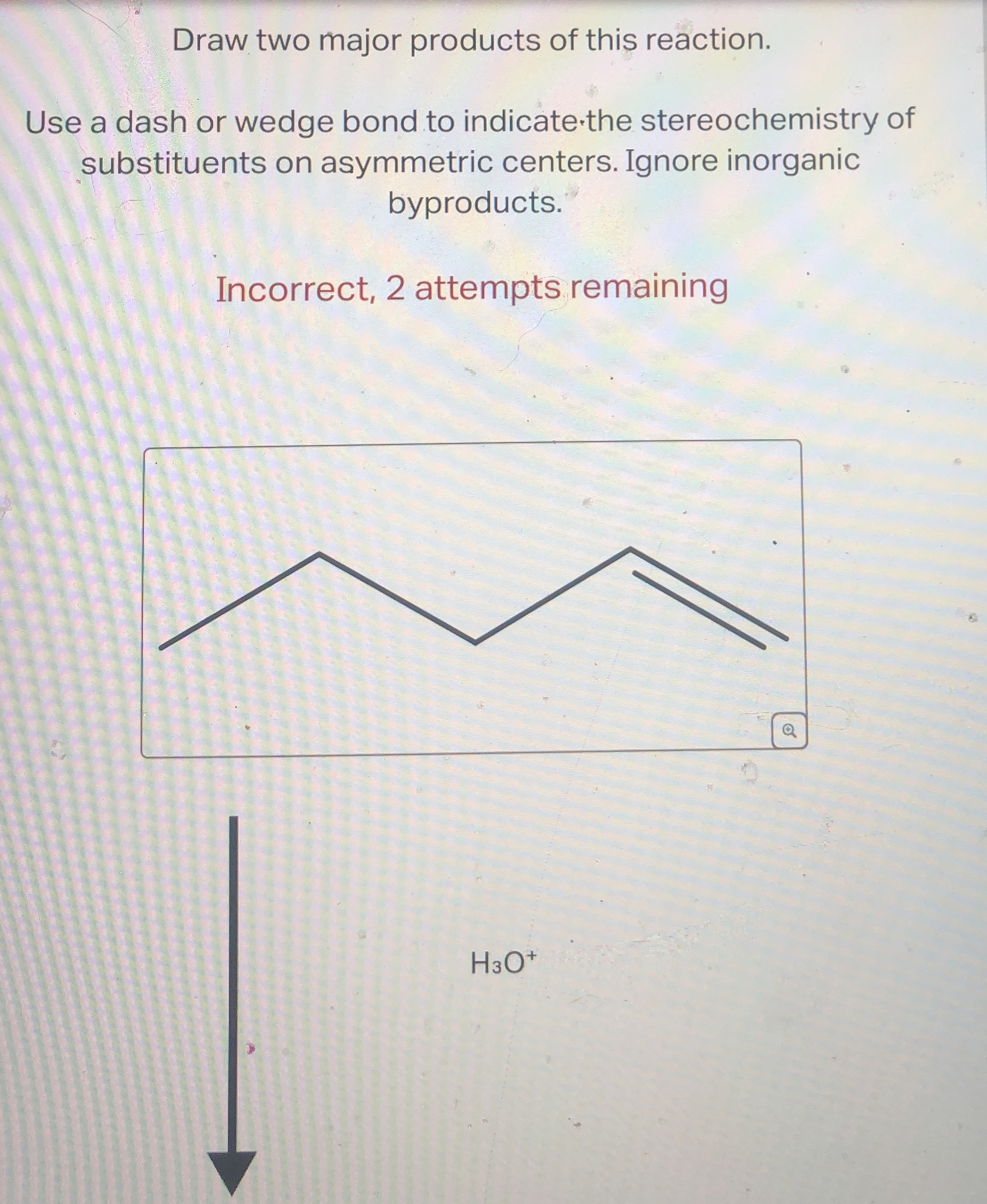 Solved Draw two major products of this reaction.Use a dash | Chegg.com