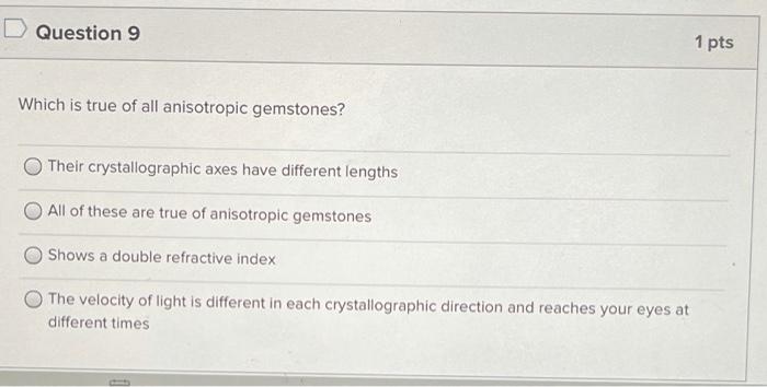 Solved Question 9 1 pts Which is true of all anisotropic | Chegg.com