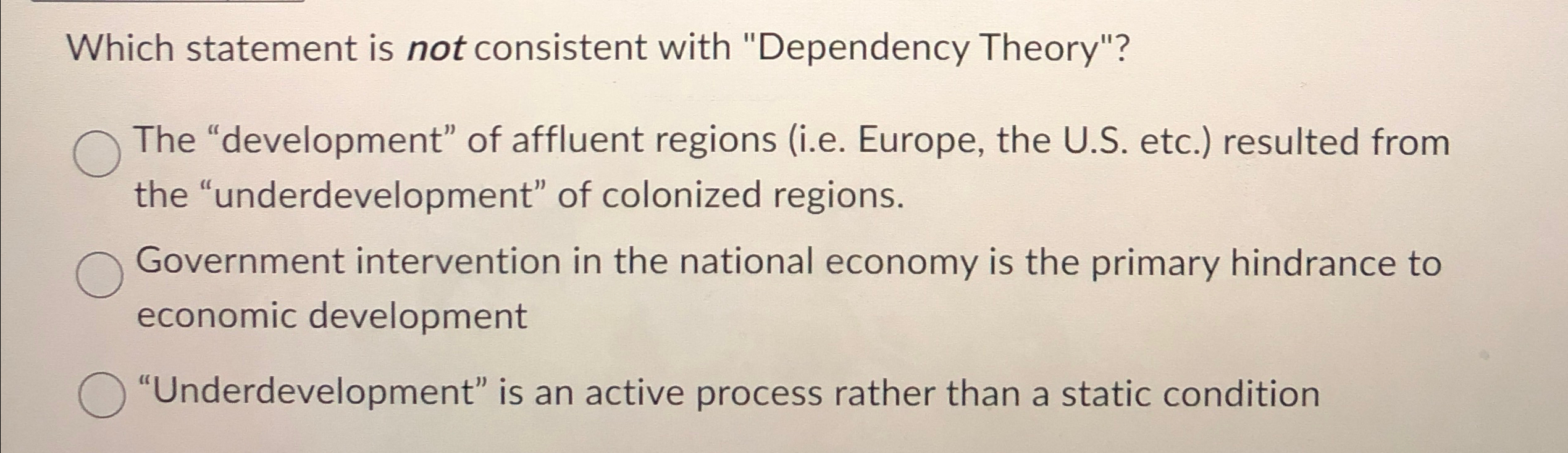 Solved Which statement is not consistent with "Dependency | Chegg.com