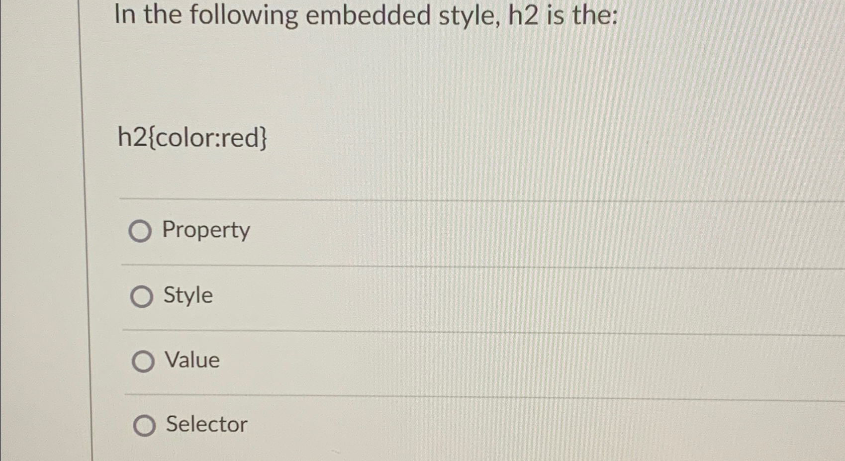 Solved In the following embedded style, h2 ﻿is | Chegg.com