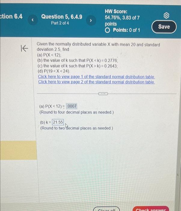Solved Given the normally distributed variable X with mean | Chegg.com