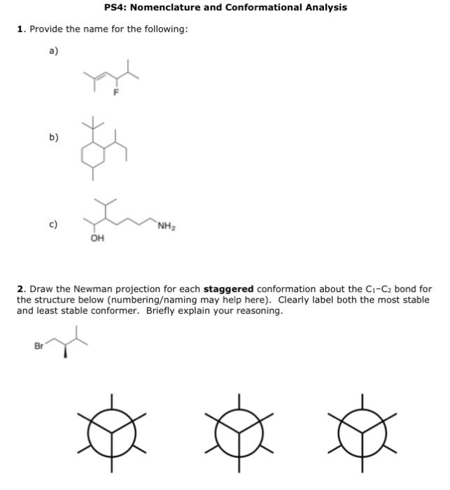 Solved PS4: Nomenclature and Conformational Analysis 1. | Chegg.com