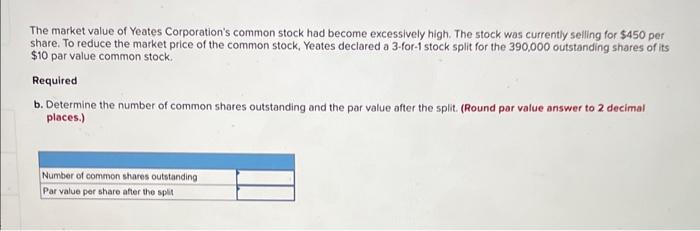 Solved The market value of Yeates Corporation's common stock | Chegg.com