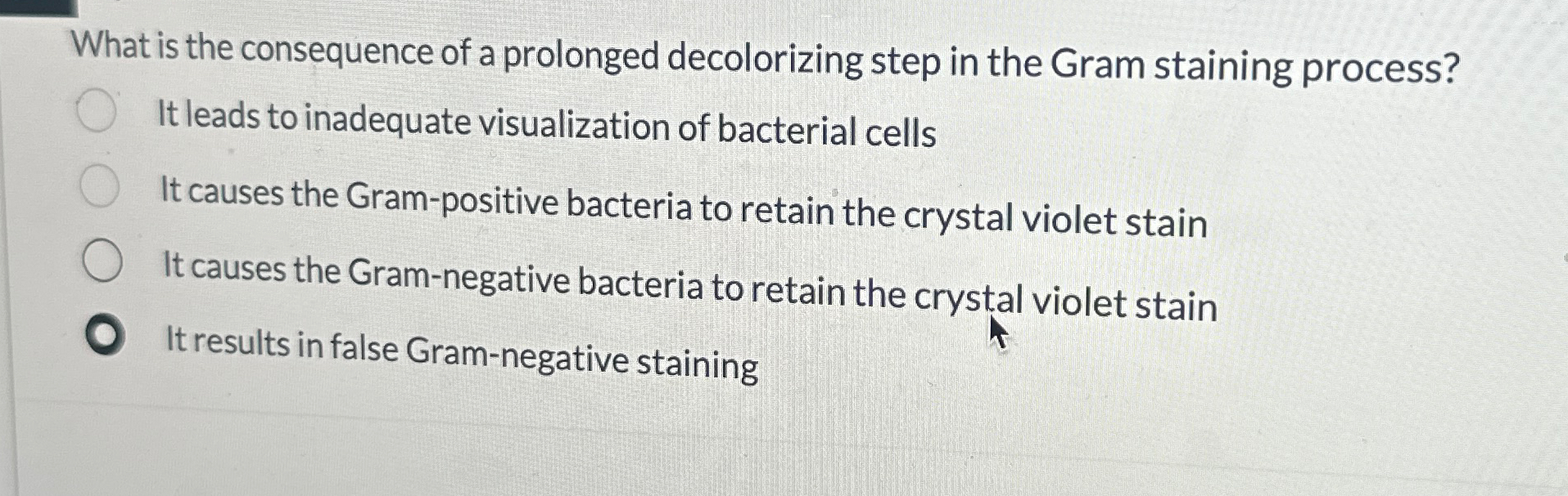 Solved What is the consequence of a prolonged decolorizing | Chegg.com