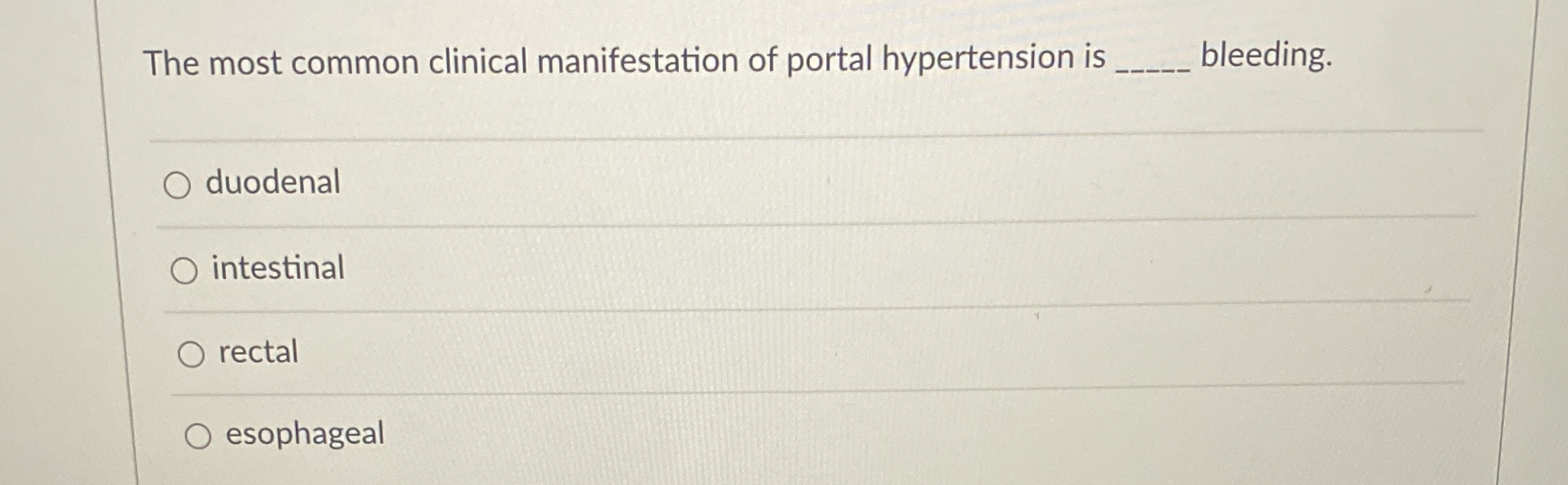 Solved The most common clinical manifestation of portal | Chegg.com