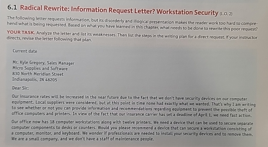 Solved 6.1 ﻿Radical Rewrite: Information Request Letter? | Chegg.com