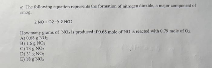 6) The following equation represents the formation of | Chegg.com