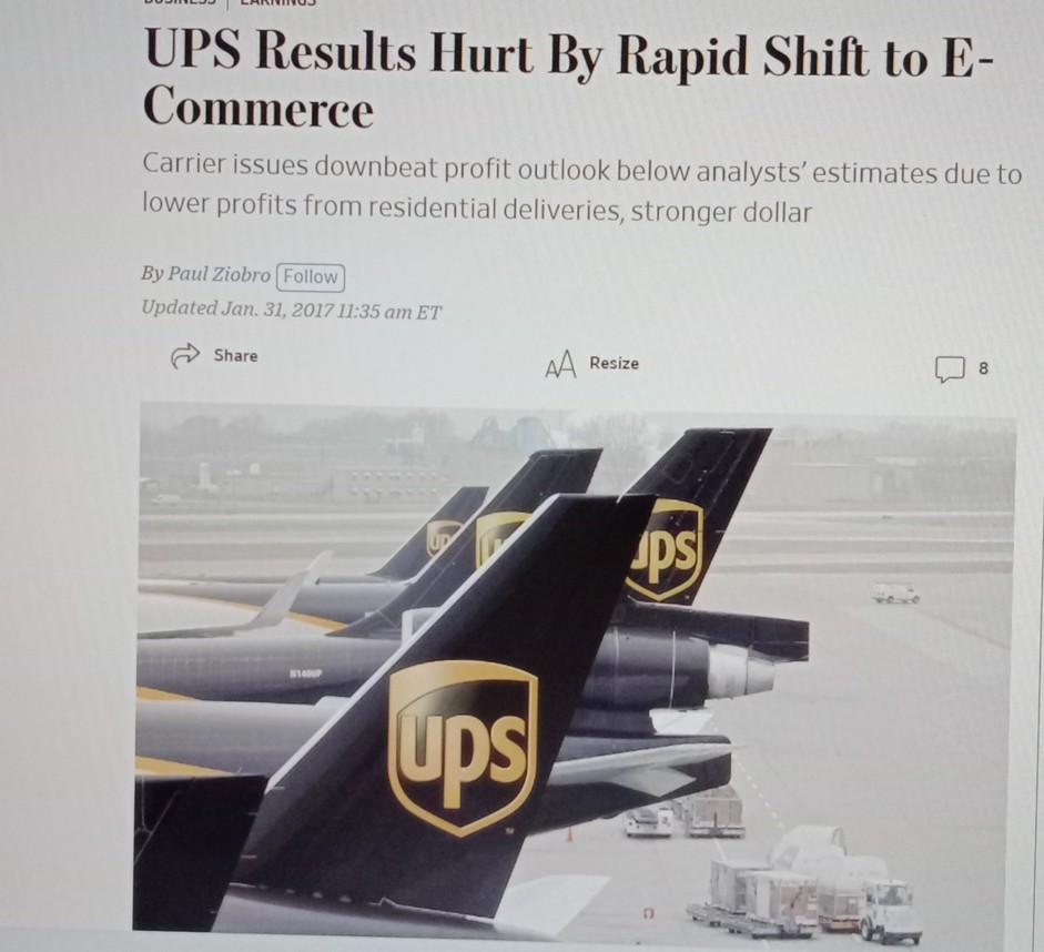 Solved SUMMARY: UPS has reported a fall in profits in the | Chegg.com