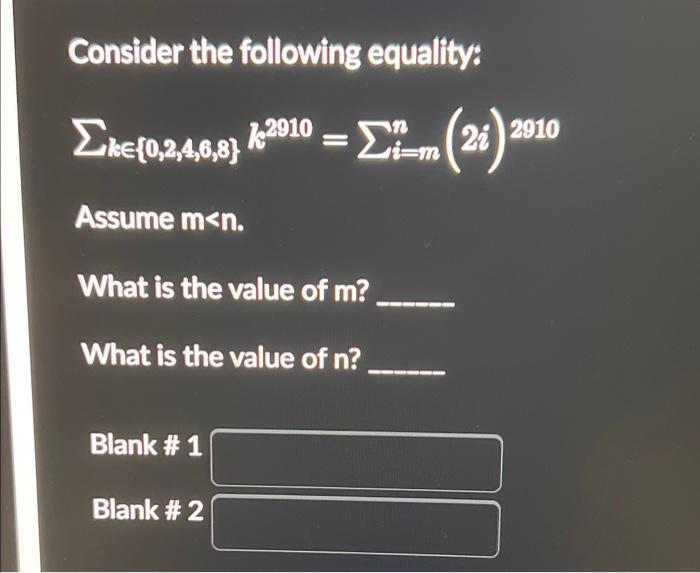 Solved Consider the following equality: | Chegg.com
