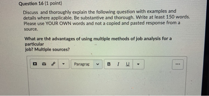 Solved Question 16 (1 point) Discuss and thoroughly explain | Chegg.com