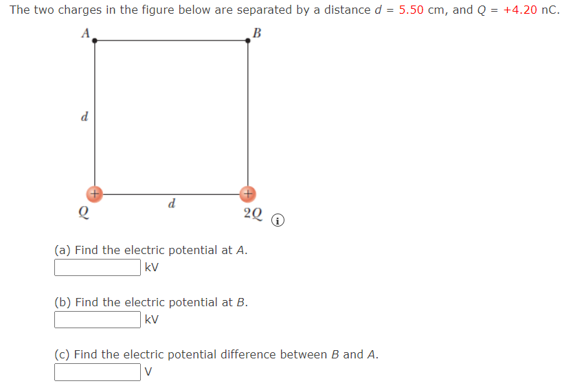 Solved The two charges in the figure below are separated by | Chegg.com