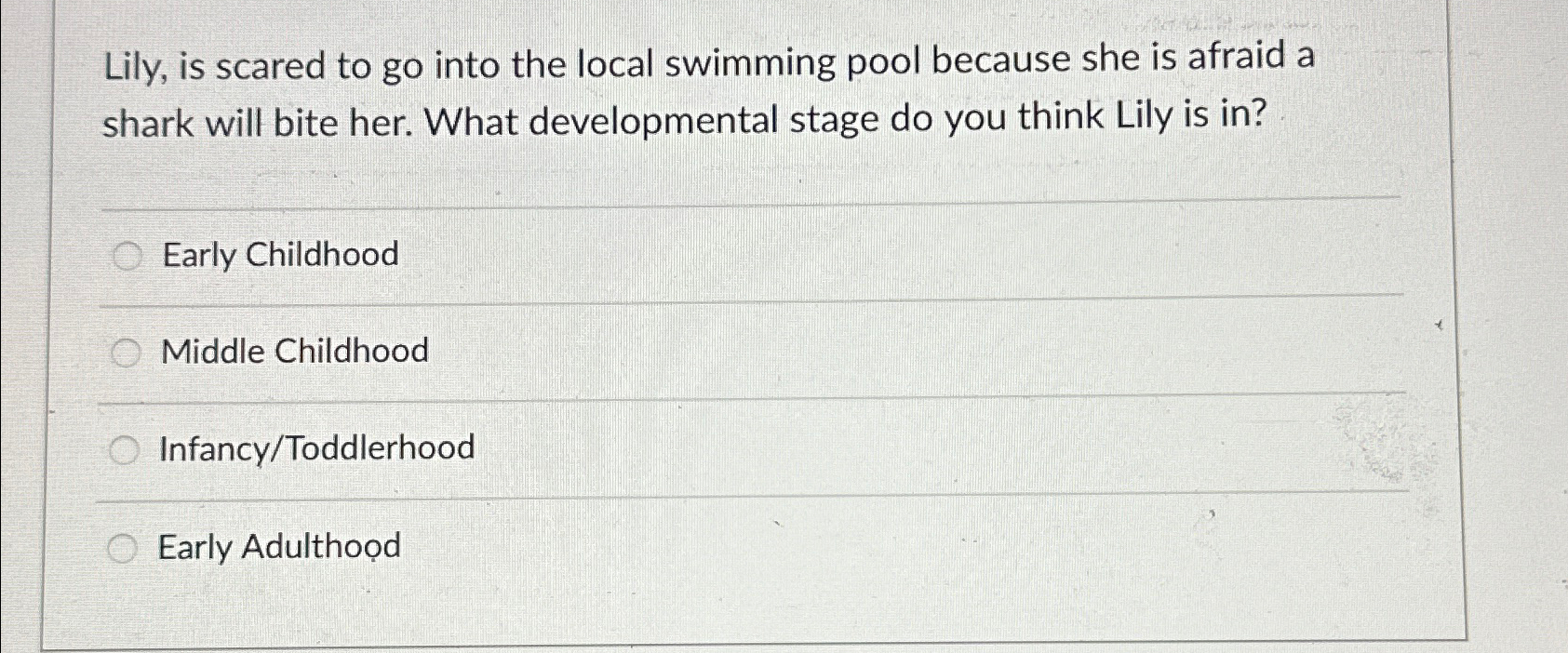 Solved Lily, is scared to go into the local swimming pool | Chegg.com