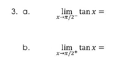 Solved 3. a. lim tan x = X /2- b. lim tan x = X/2+ | Chegg.com