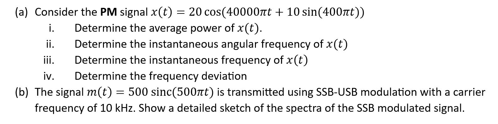 Solved A ﻿consider The Pm Signal