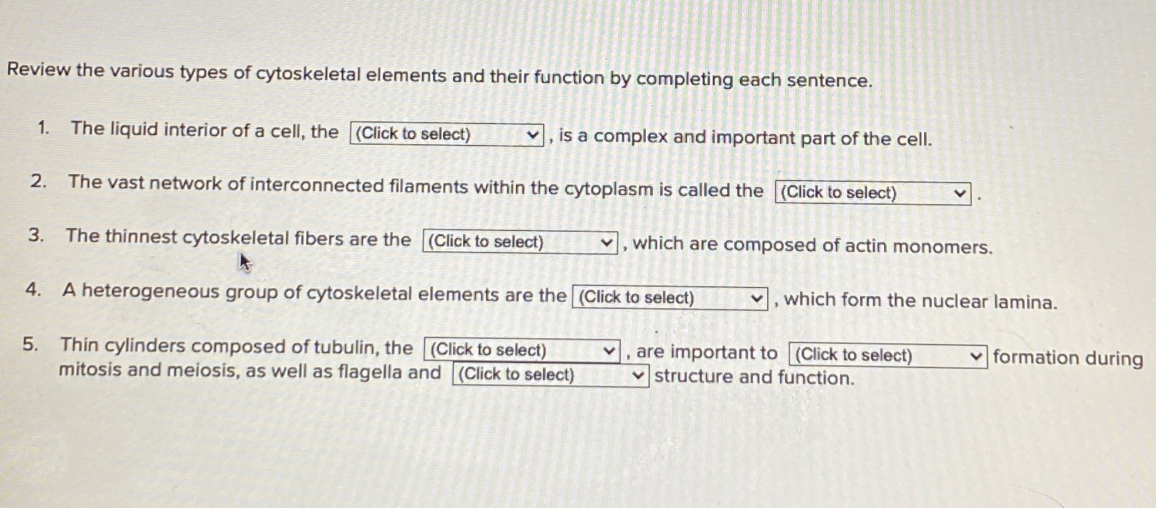 Solved Review the various types of cytoskeletal elements and | Chegg.com
