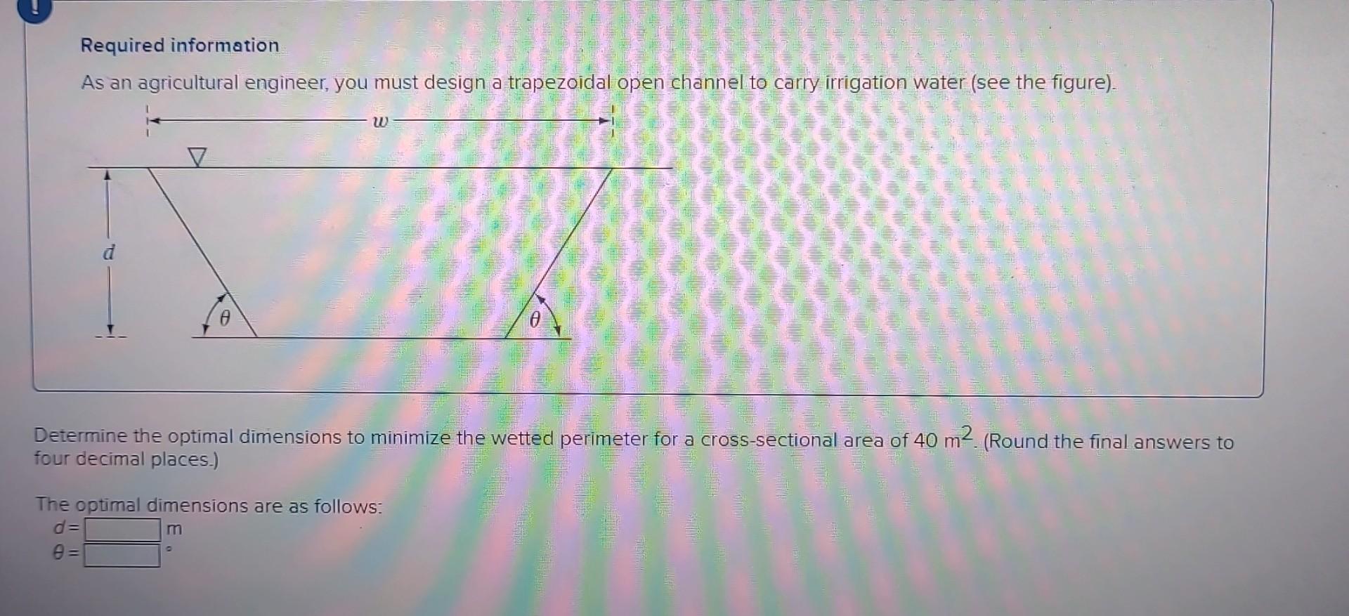 Solved Required information As an agricultural engineer, you | Chegg.com
