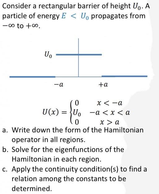 Solved Consider a rectangular barrier of height U0. A | Chegg.com