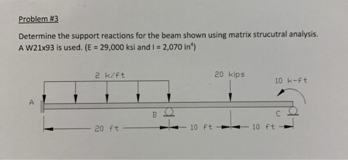 Problem #3 Determine the support reactions for the beam shown using ... Problem #3 Determine the support reactions for the beam shown using ...