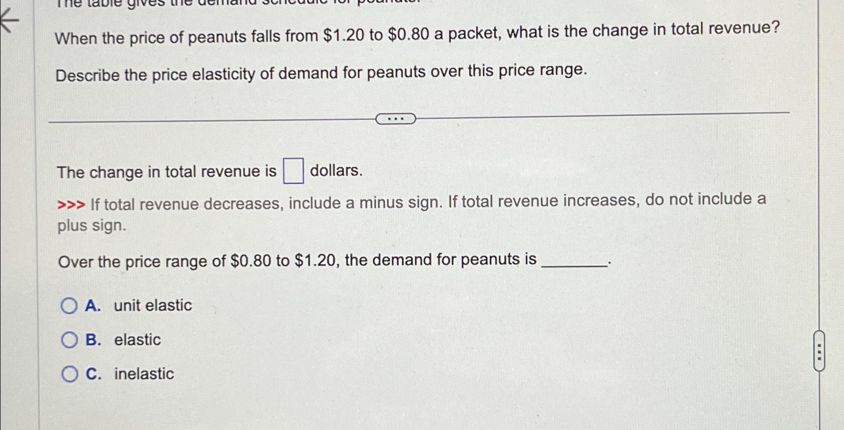 Solved When the price of peanuts falls from $1.20 ﻿to $0.80 | Chegg.com