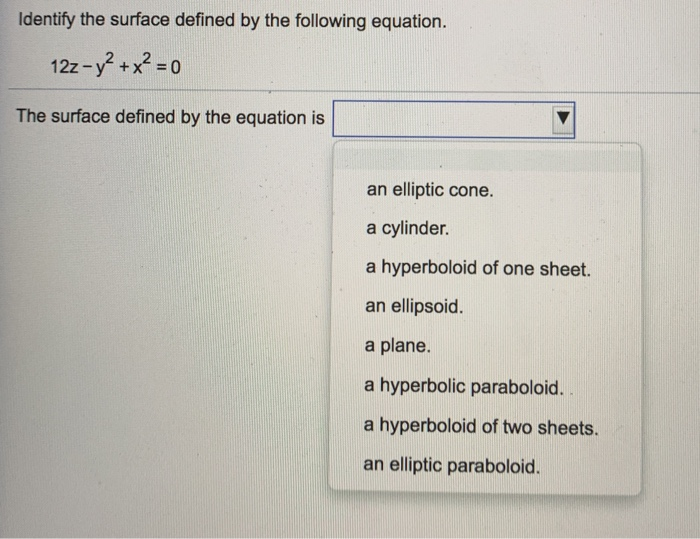 Solved Identify the surface defined by the following | Chegg.com