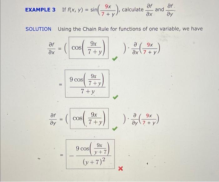 Solved 9x EXAMPLE 3 If f(x, y) = sin af af calculate and ax | Chegg.com