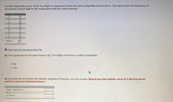Solved In a four-digit lottery, each of the four digits is | Chegg.com