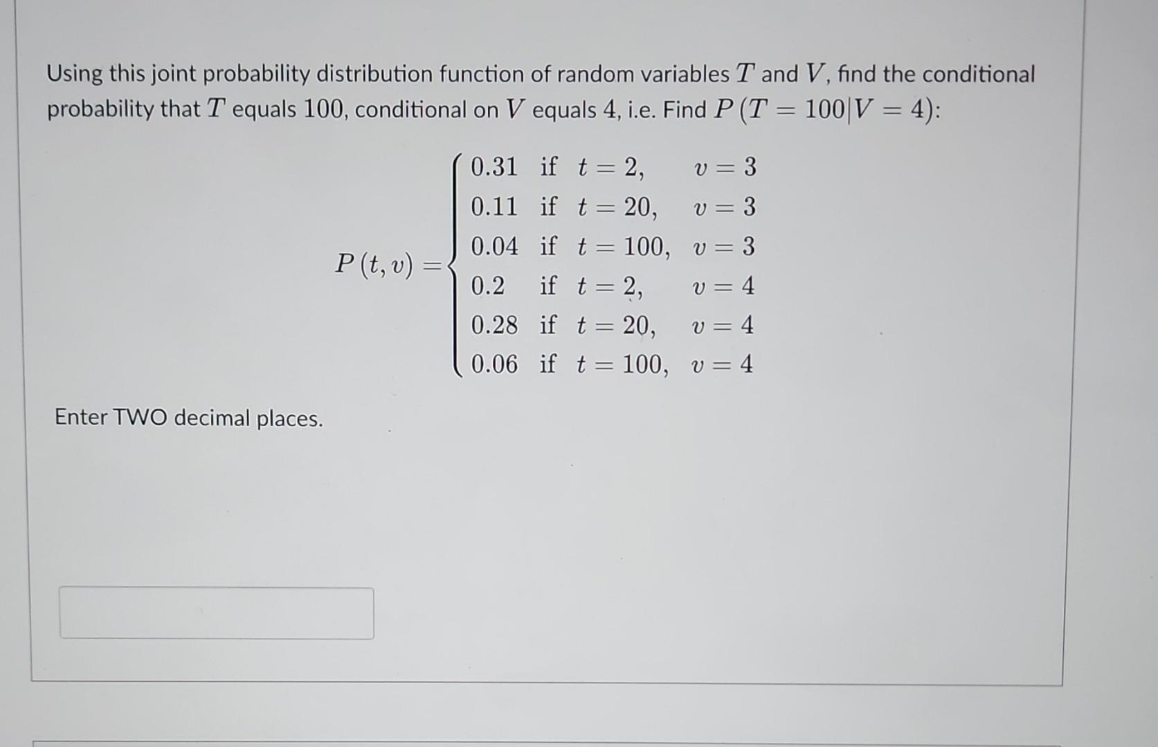 Solved You'll be using this joint probability distribution | Chegg.com