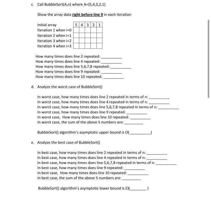 Solved 30 P Complete The Time Complexity Analysis For The
