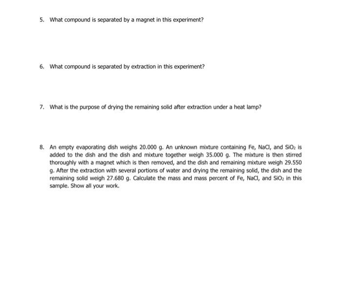 Solved Pre-Lab Assignment for Exp 2: Separation of a Mixture | Chegg.com