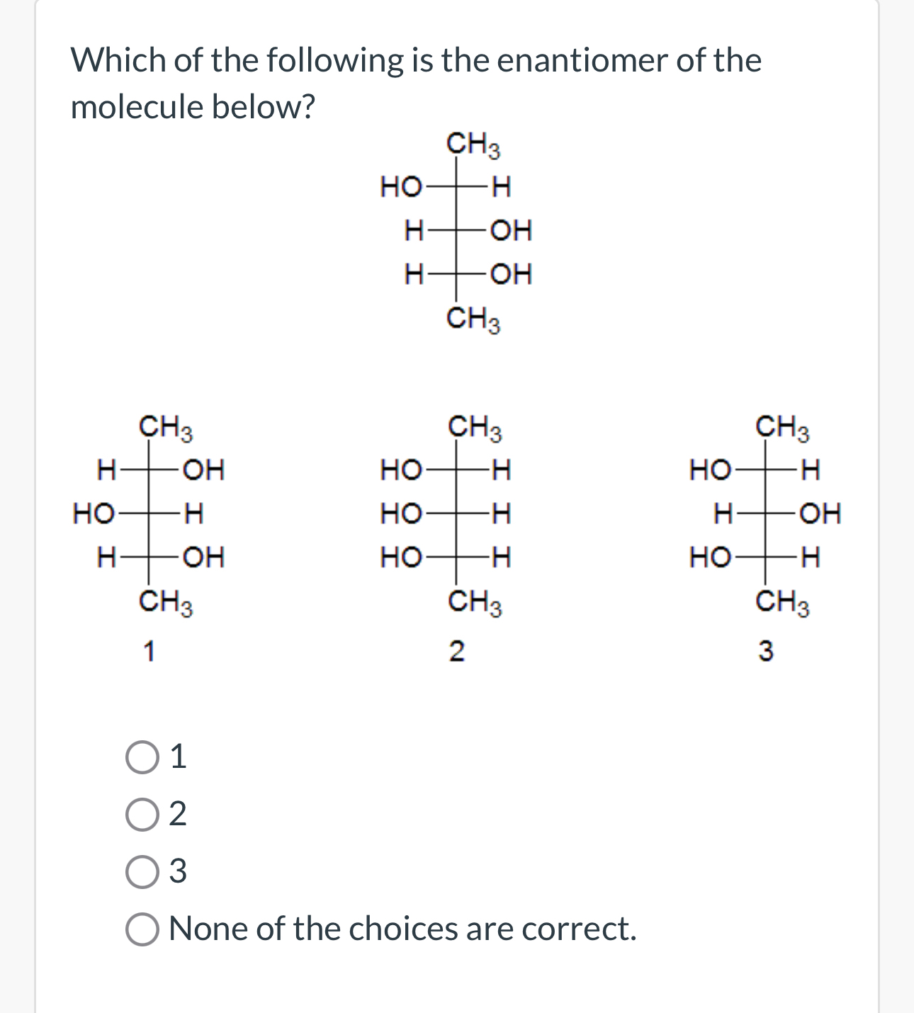 Solved Which of the following is the enantiomer of the | Chegg.com
