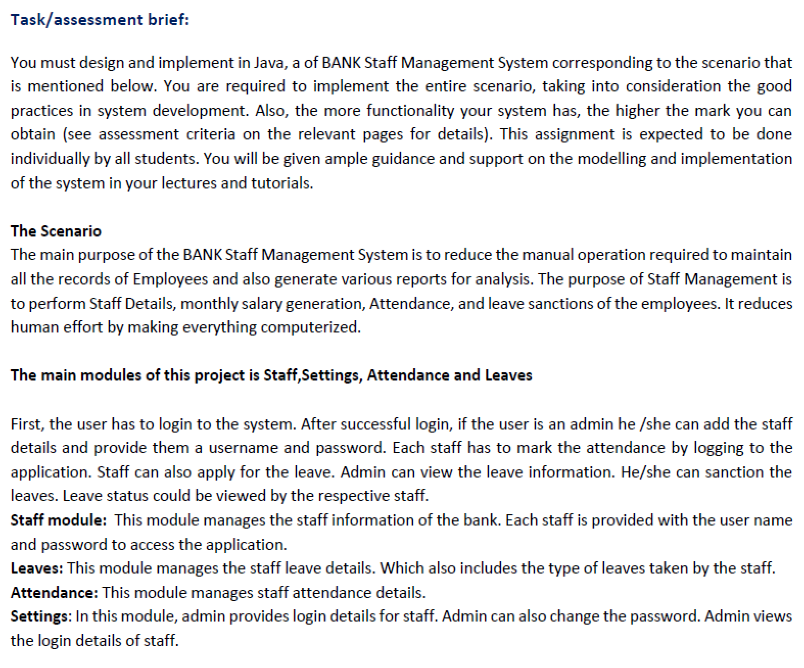 Solved Task/assessment brief:You must design and implement | Chegg.com