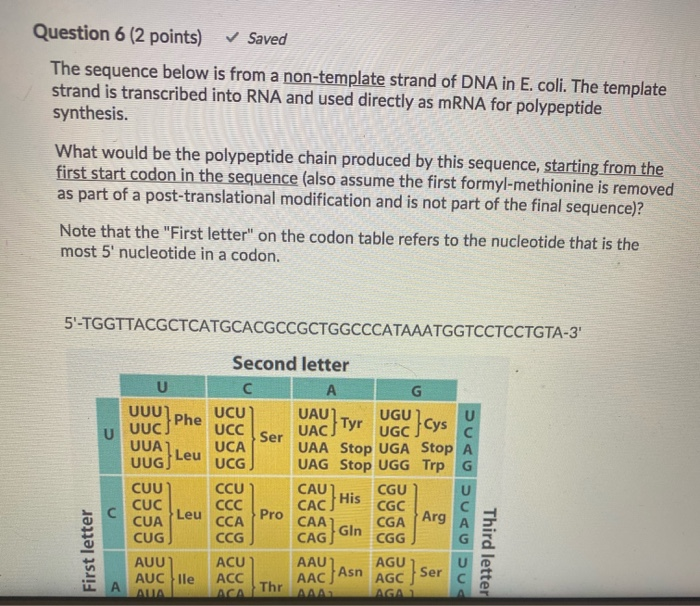 Solved Question 1 (1 point) Saved The following sequence | Chegg.com