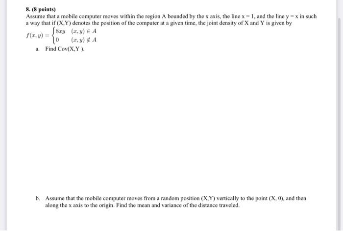 8. (8 points) Assume that a mobile computer moves | Chegg.com